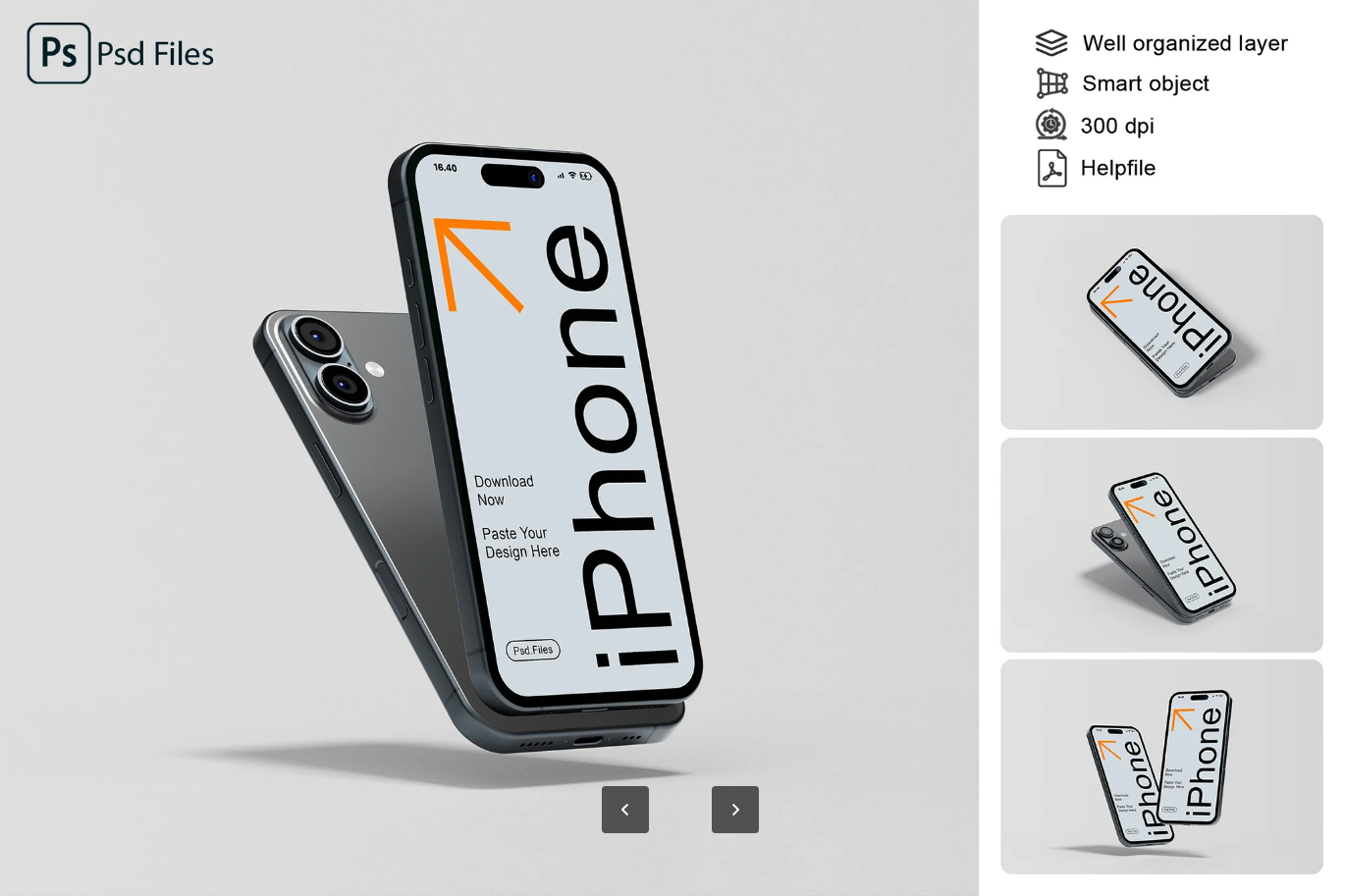 iPhone样机PSD分层模板下载|高分辨率4500x3000px可换背景设计素材 _ 果觅网（gooodme）